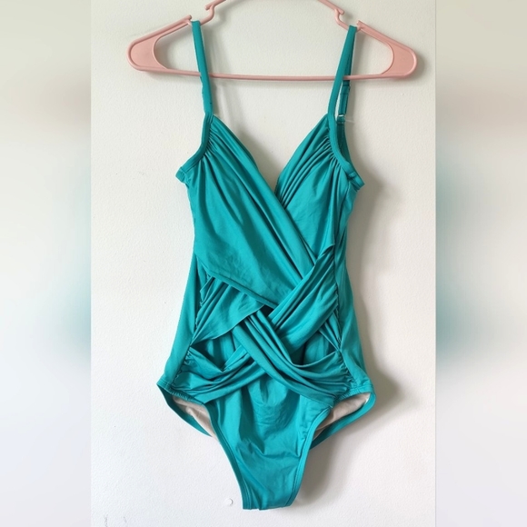 Merona | Swim | Merona Teal Spaghetti Cross Cross Tummy Control One ...